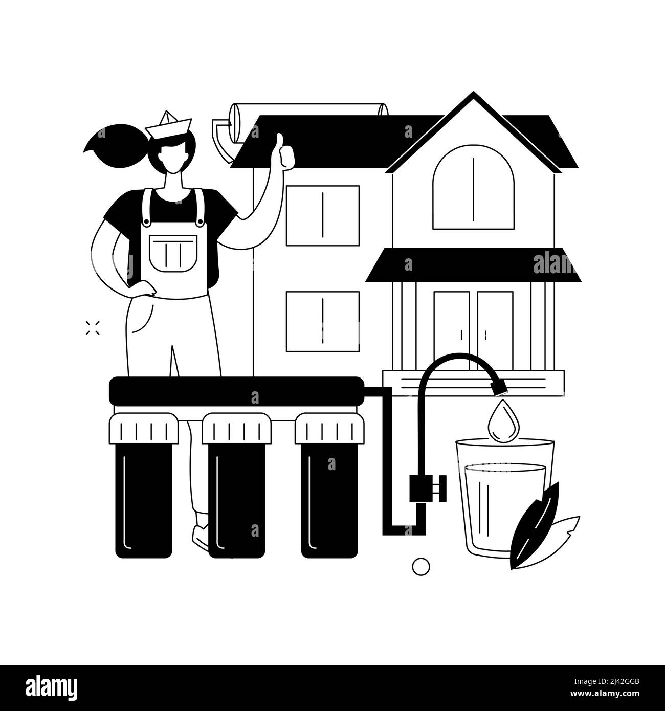 Water filtering system abstract concept vector illustration. Water ...