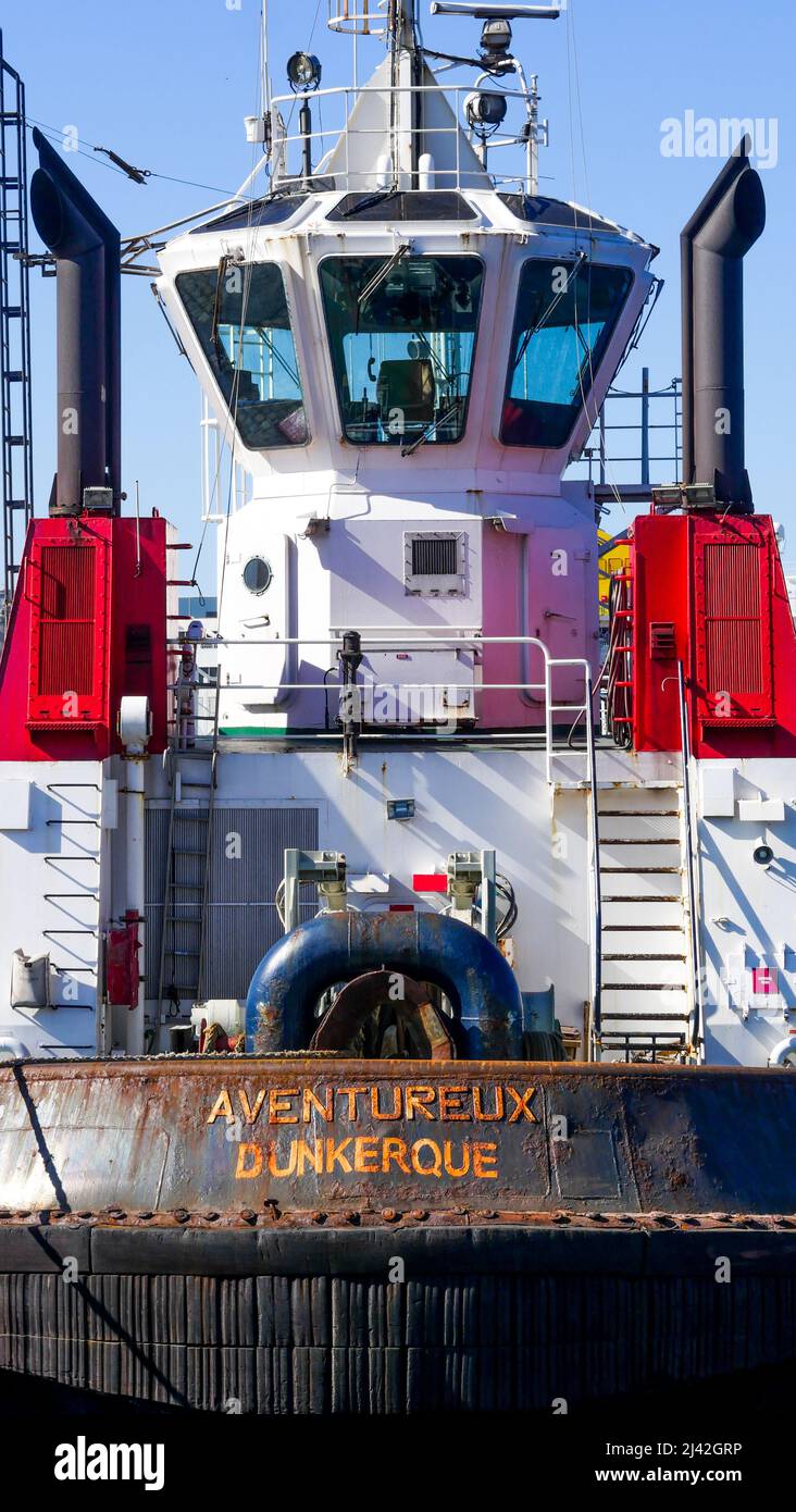 Tug laying at quay, Dunkirk harbor, Dunkirk, Nord, Hauts-de-France ...