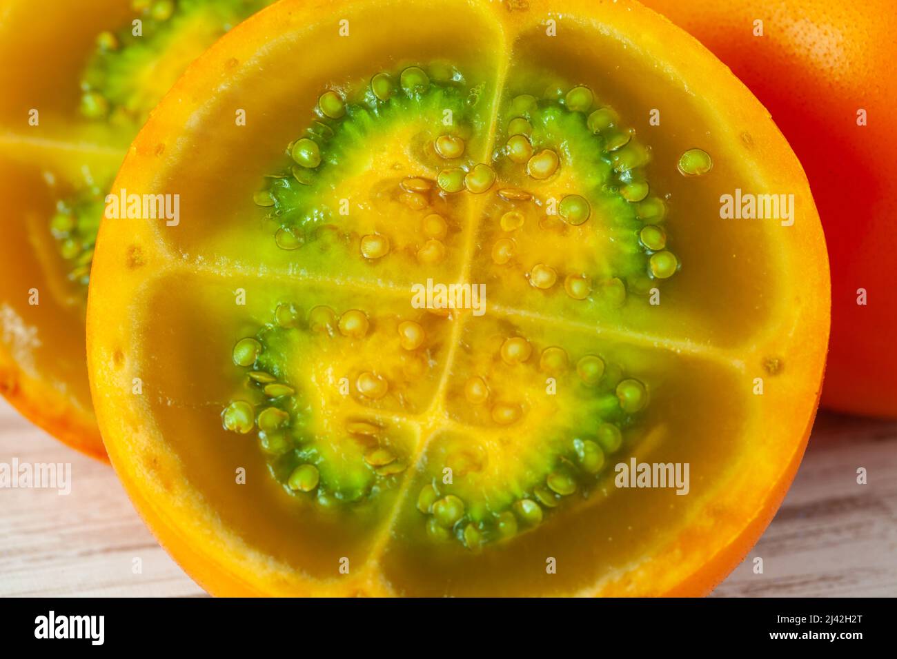 Exotic tropical fruit called Lulo (Solanum quitoense) on white ...
