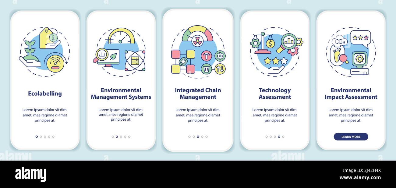 Tools of industrial ecology onboarding mobile app screen Stock Vector ...