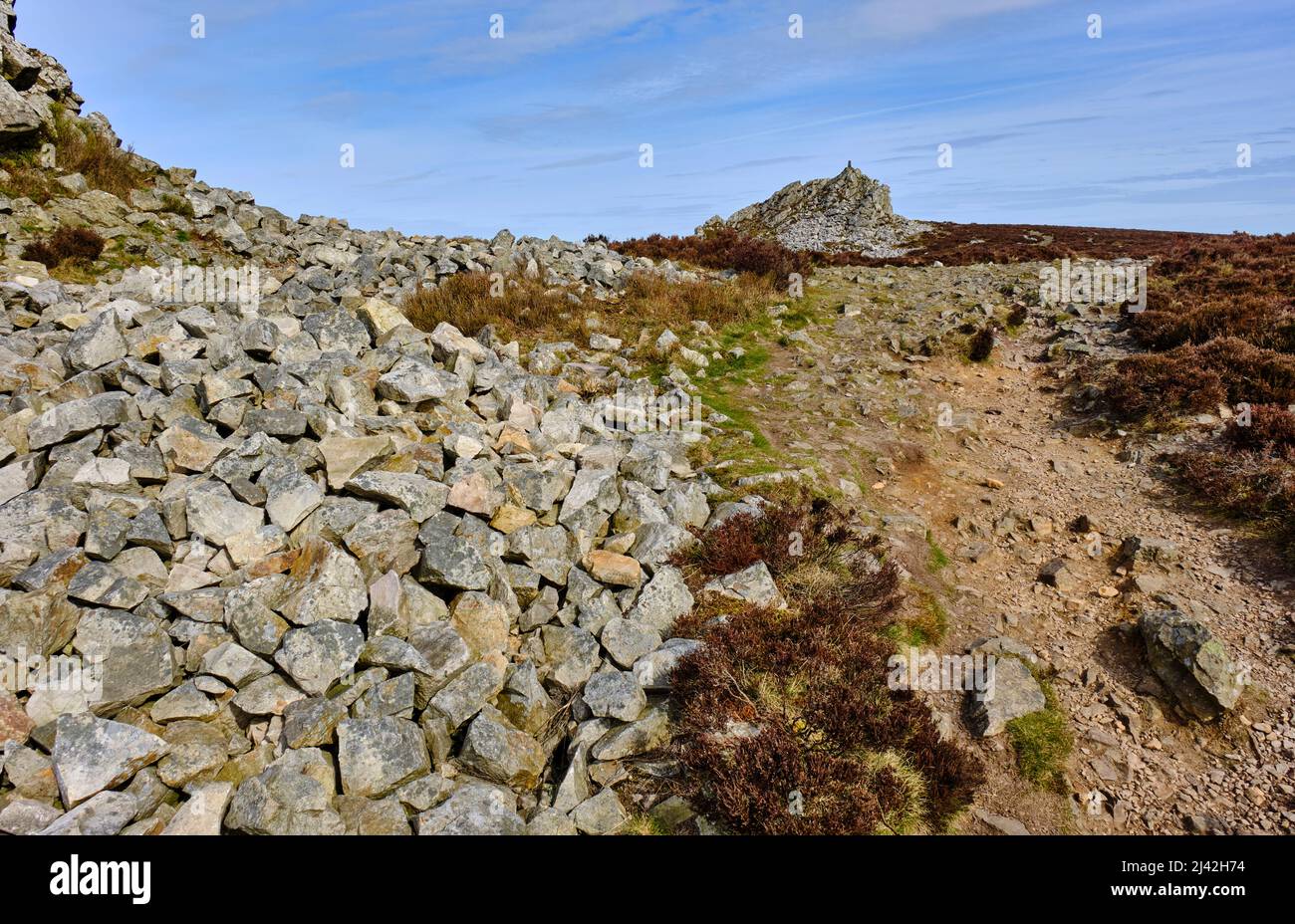 The Stiperstones ridge path heading towards Manstone Rock, Stiperstones ...