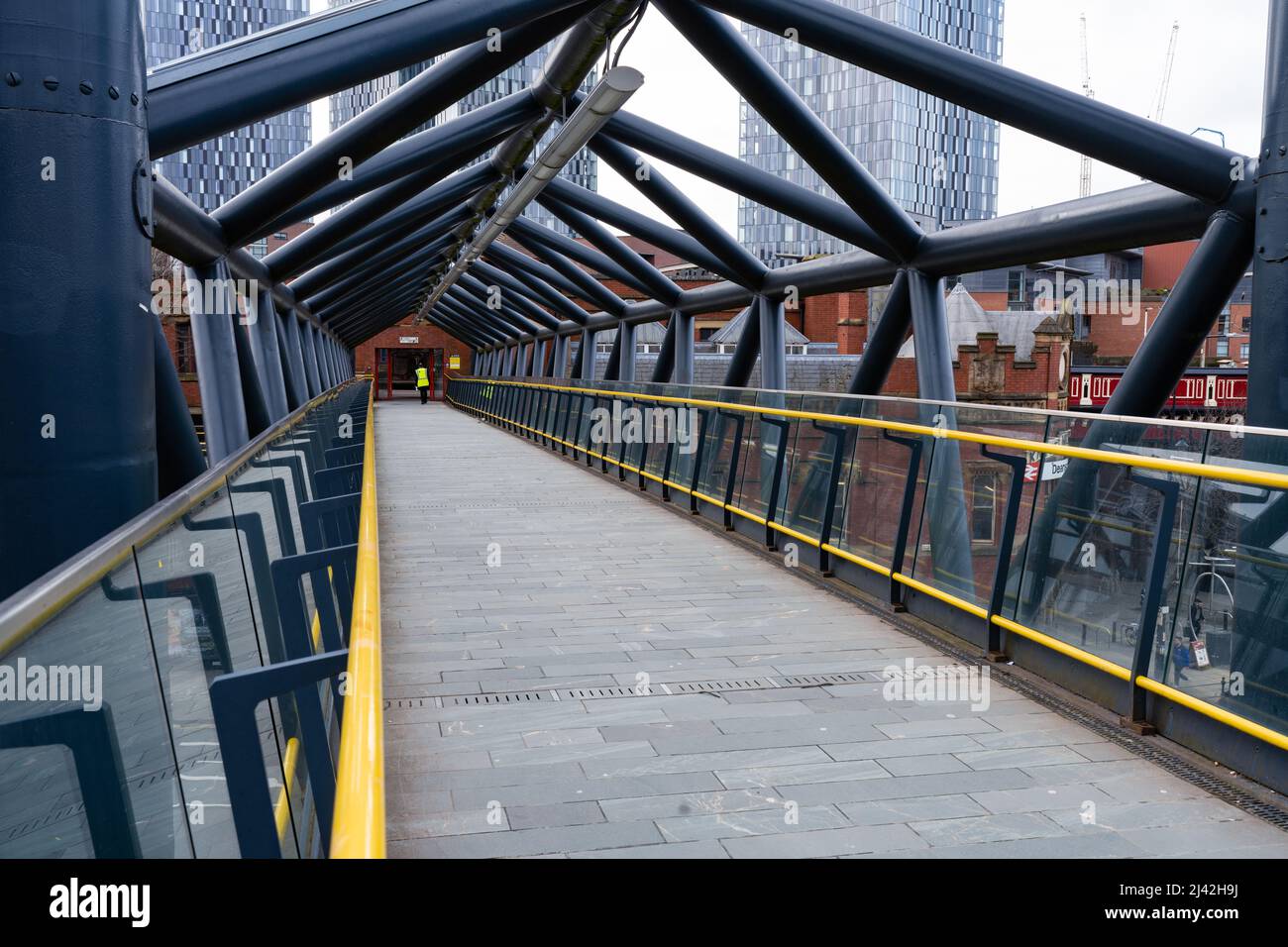 Manchester city center foot bridge to deansgate train station from ...