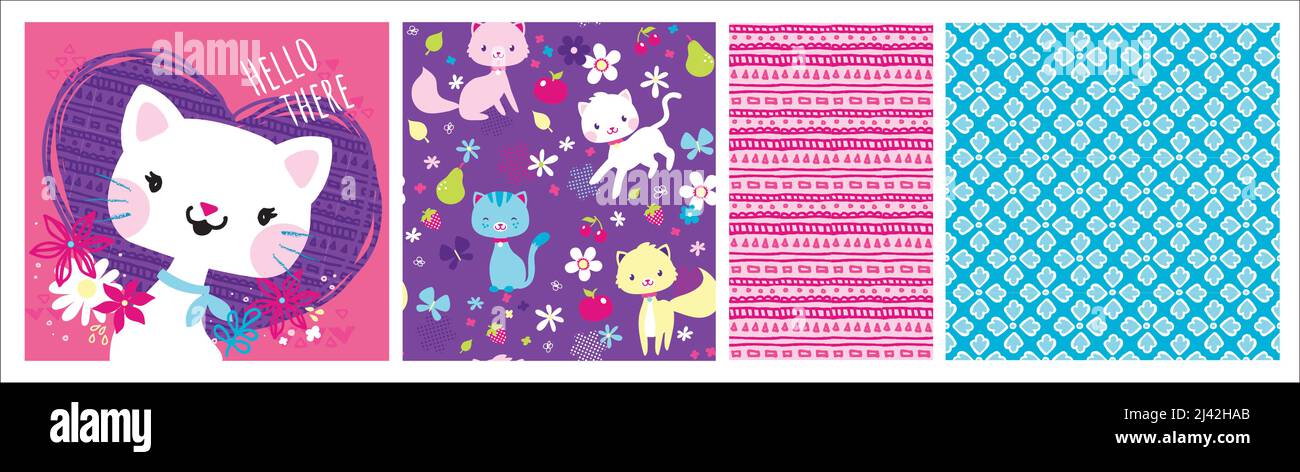 Sweetie Cat Graphic and Pattern Collections Stock Vector Image & Art ...