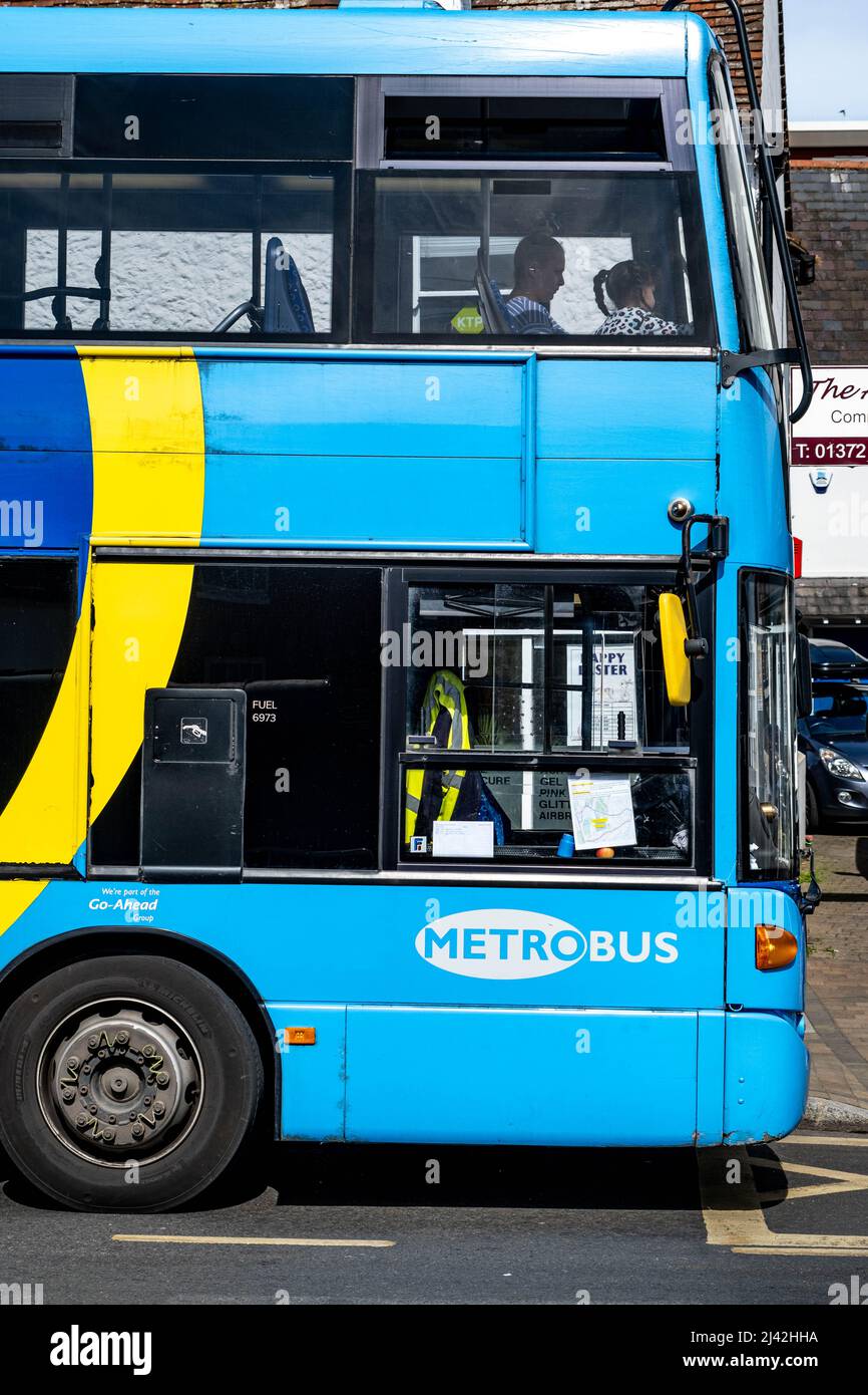 Epsom Surrey London UK, April 11 2022, Blue Double Decker Public ...