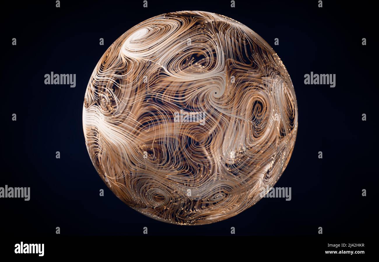 Wave Pattern With Flowing Curl Lines 3d Rendering Computer Digital