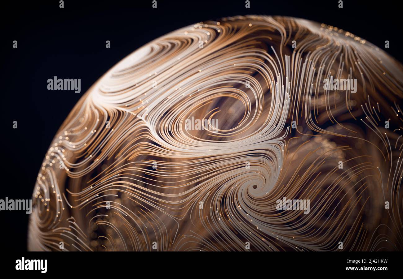 Wave Pattern With Flowing Curl Lines 3d Rendering Computer Digital