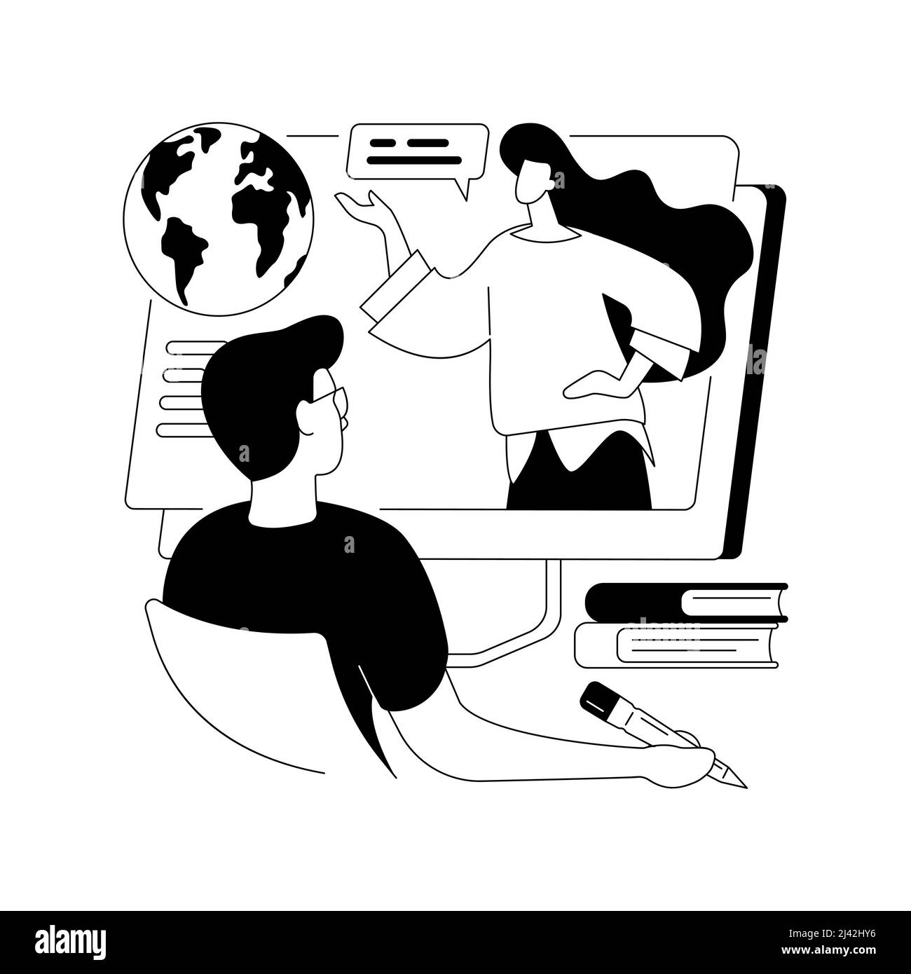 Distance learning abstract concept vector illustration. Distance ...