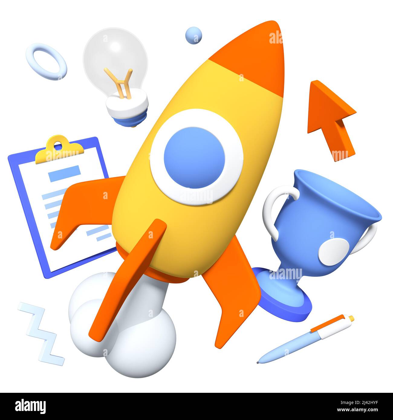 New business project launch - modern realistic 3d illustration Stock ...