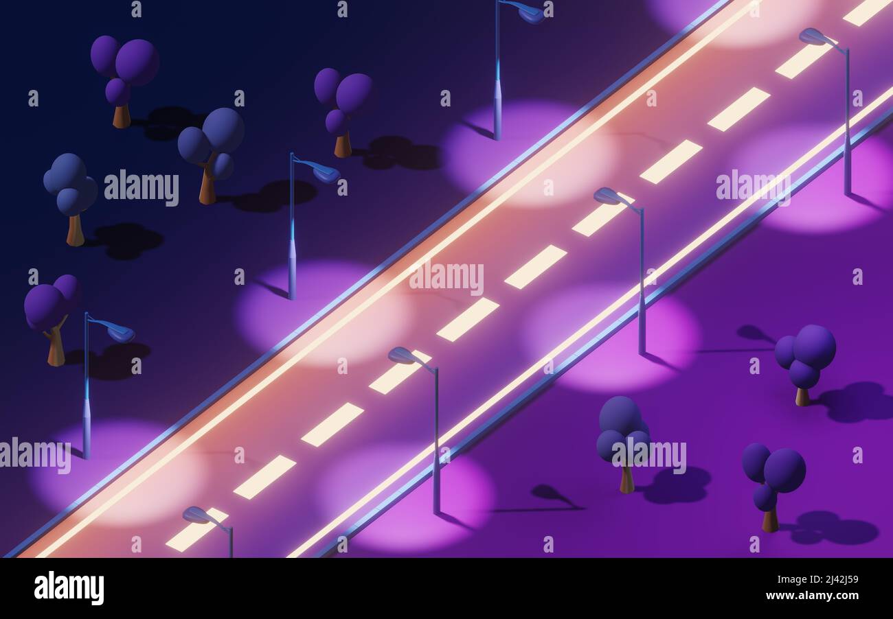 Street road and street light, 3d rendering. Computer digital drawing ...