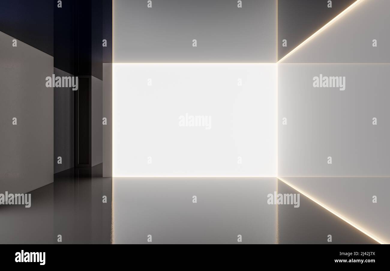 Dark tunnel, futuristic concept, 3d rendering. Computer digital drawing ...