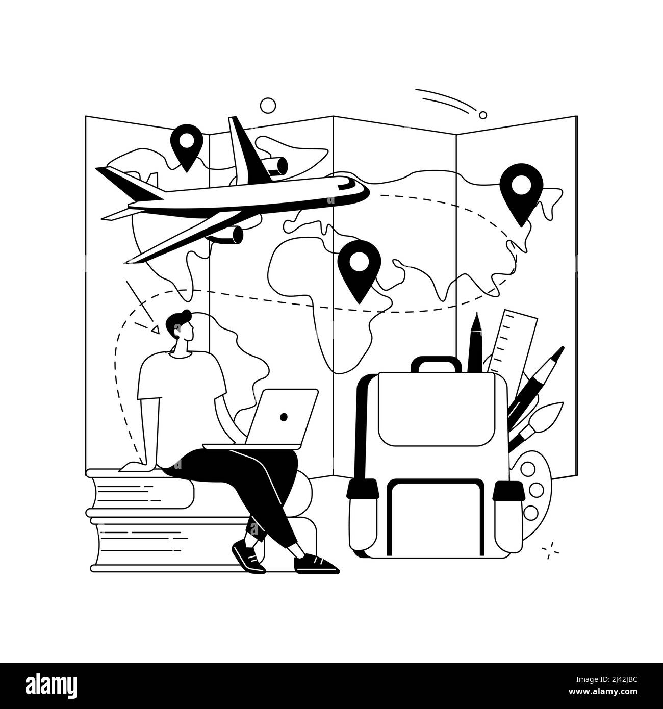 Educational tourism abstract concept vector illustration. International ...