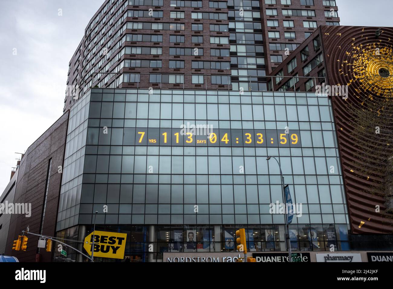 the climate clock on facade in Union Square New York City USA Stock ...