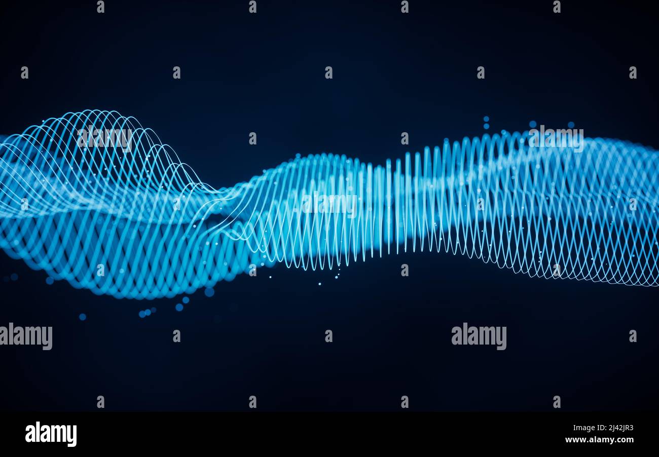 Flowing wave lines, curve pattern, 3d rendering. Computer digital ...