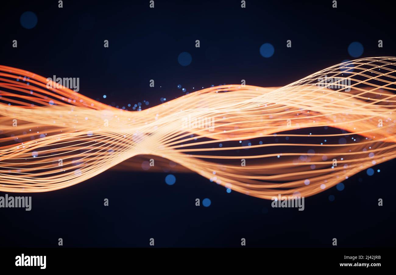 Flowing wave lines, curve pattern, 3d rendering. Computer digital ...