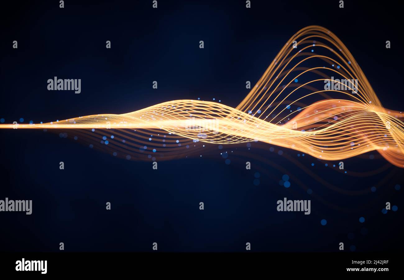 Flowing wave lines, curve pattern, 3d rendering. Computer digital ...