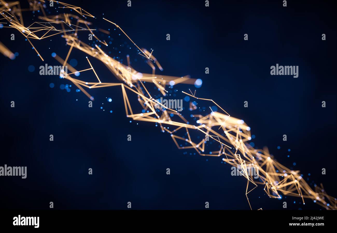 Abstract particle lines, 3d rendering. Computer digital drawing Stock ...