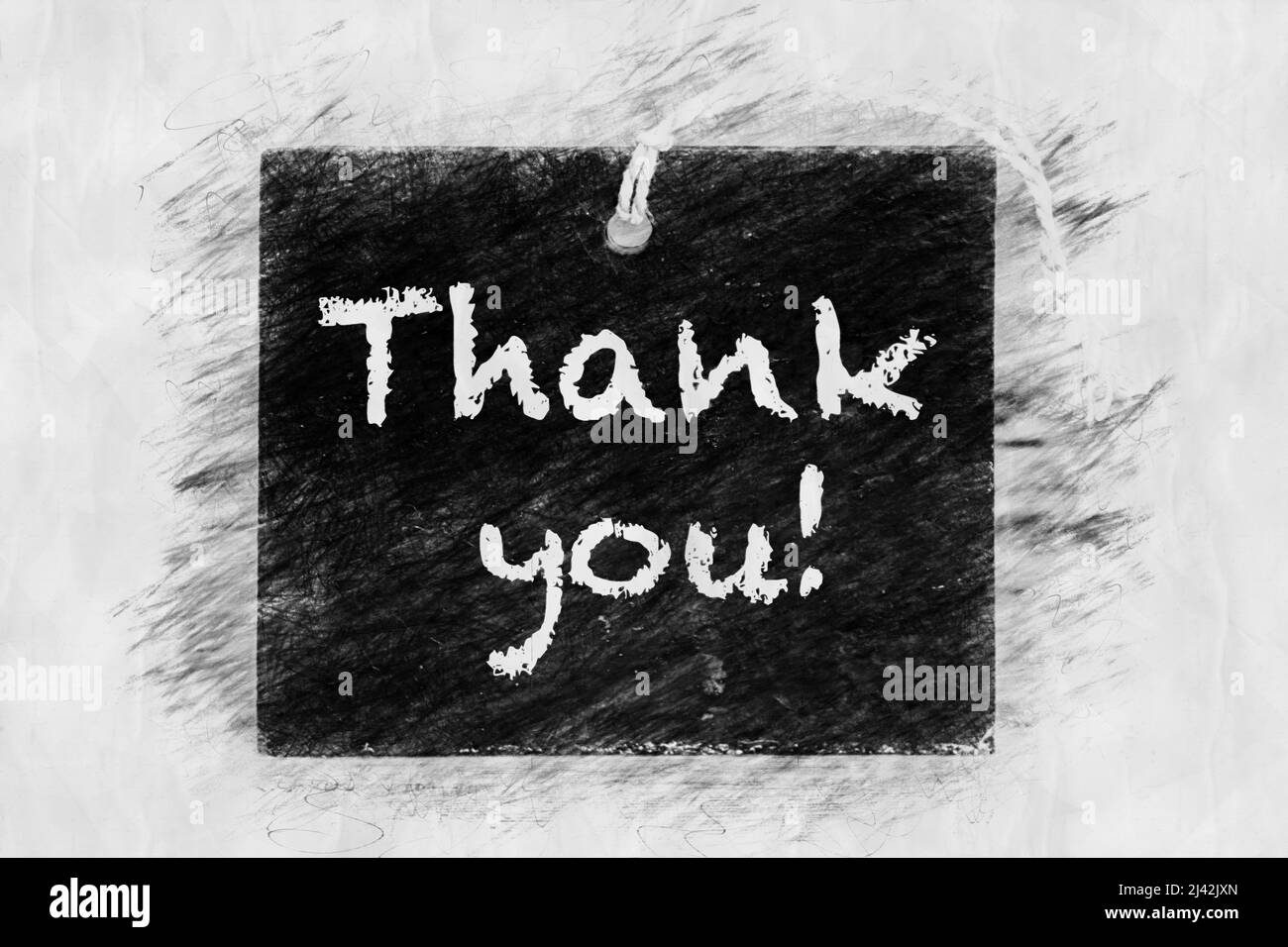 Thank You written on chalkboard in pencil drawing style Stock Photo - Alamy