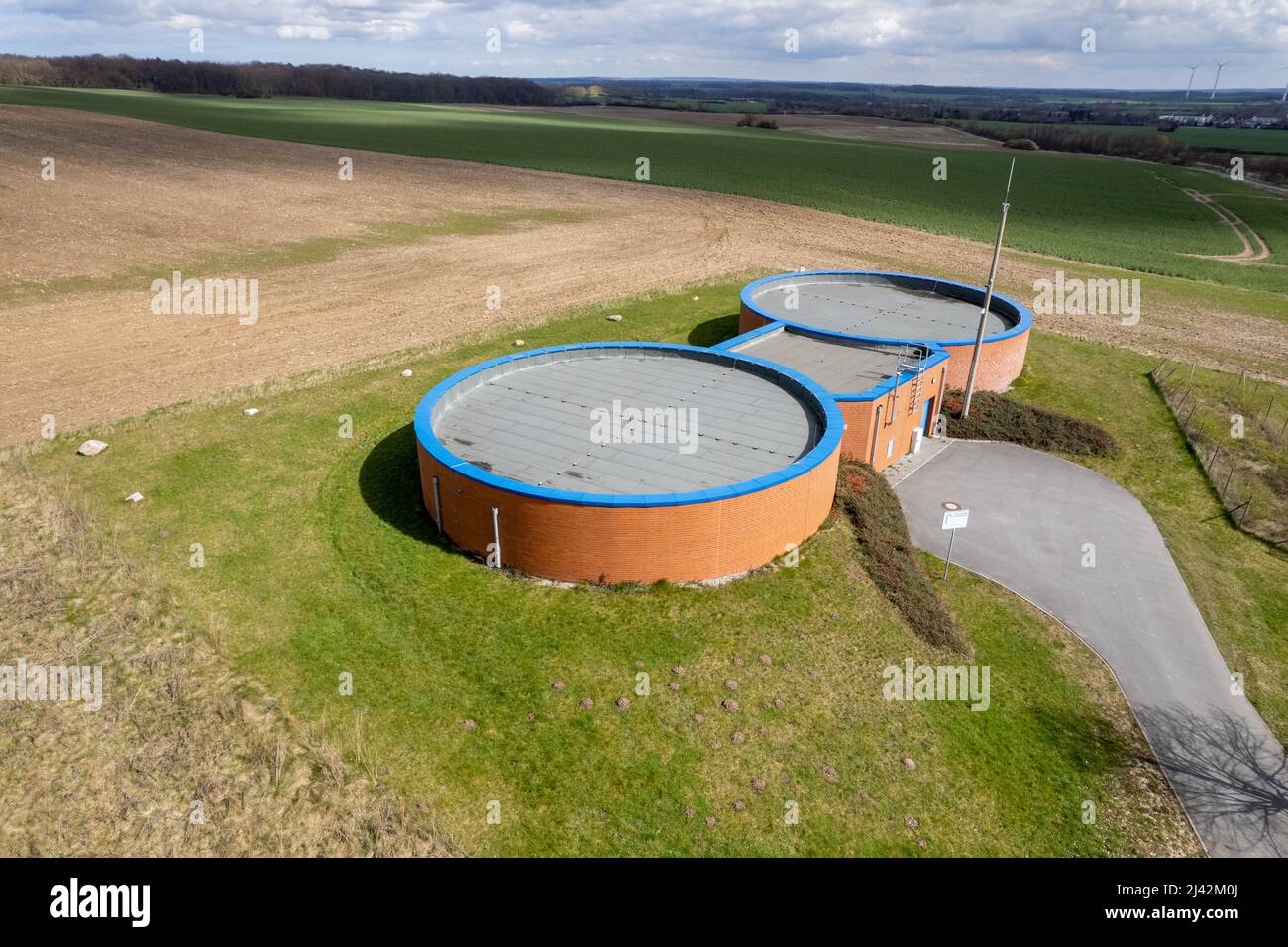 an elevated tank for drinking water supplying a small town Stock Photo ...
