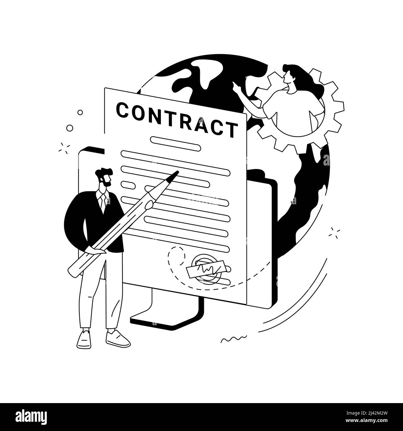 Electronic contract abstract concept vector illustration. E-commerce ...