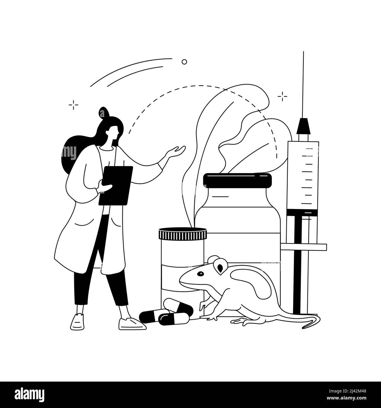Animal testing of medicines abstract concept vector illustration. Drug ...