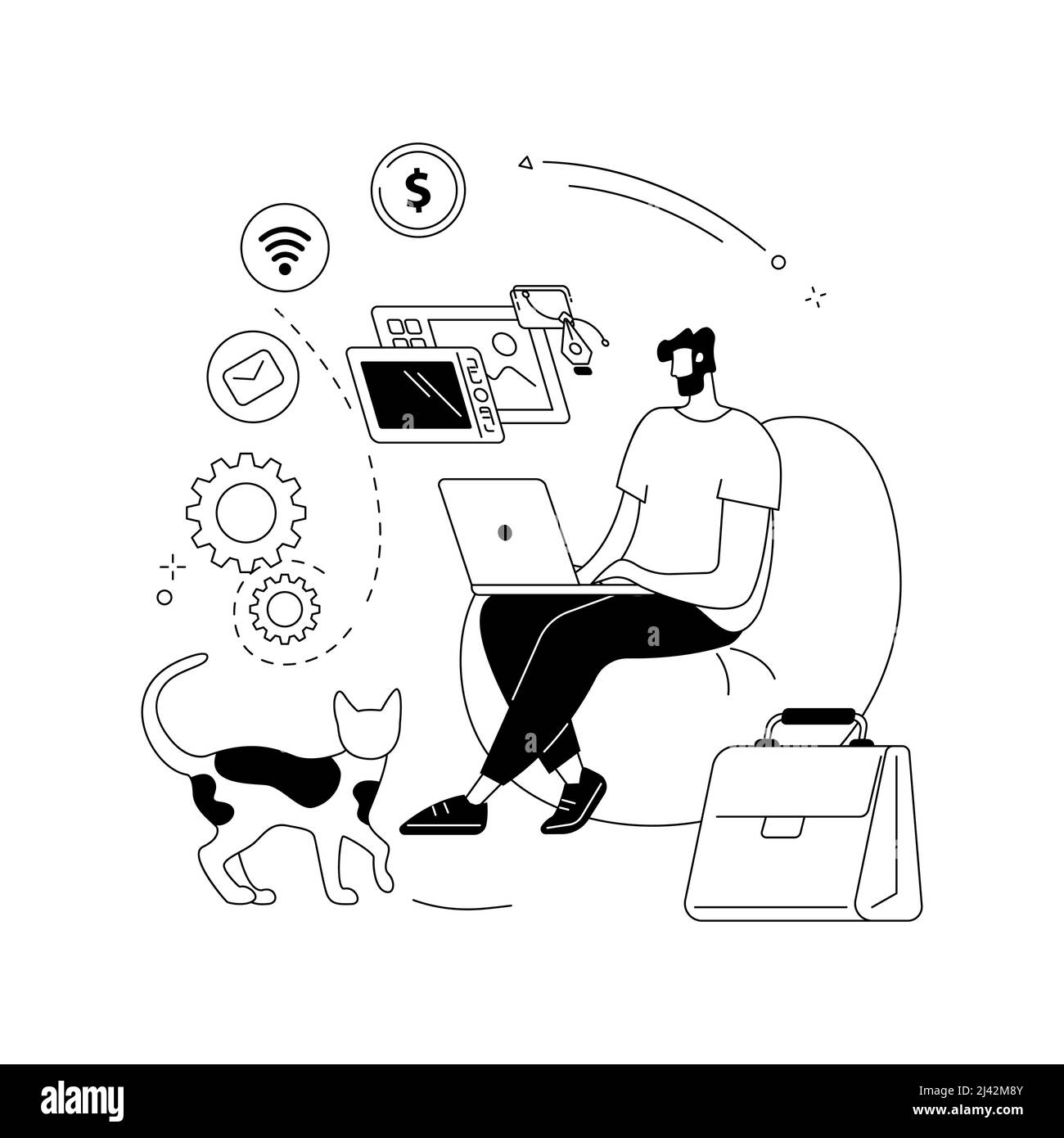 Digital nomad vector vectors Black and White Stock Photos & Images - Alamy