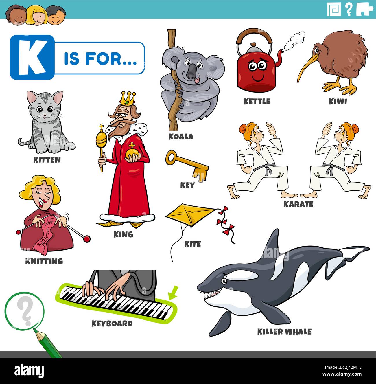 educational cartoon illustration for children with comic characters and ...