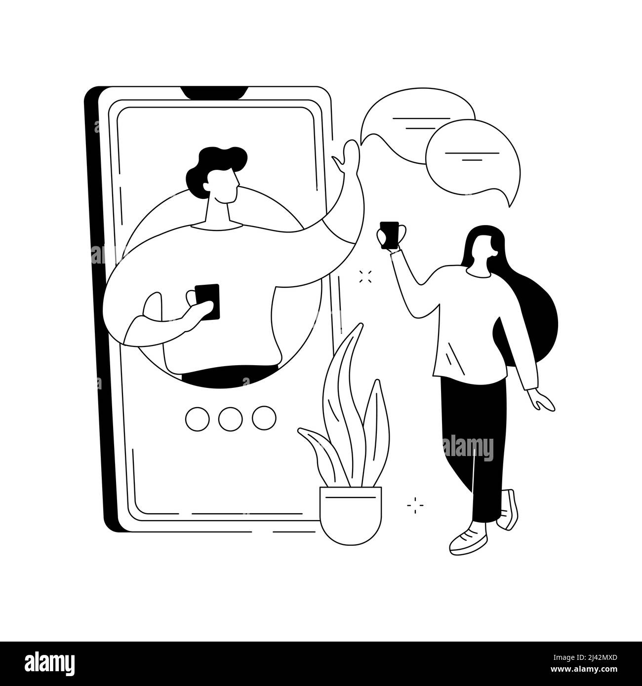 Stay connected to people abstract concept vector illustration. Self ...