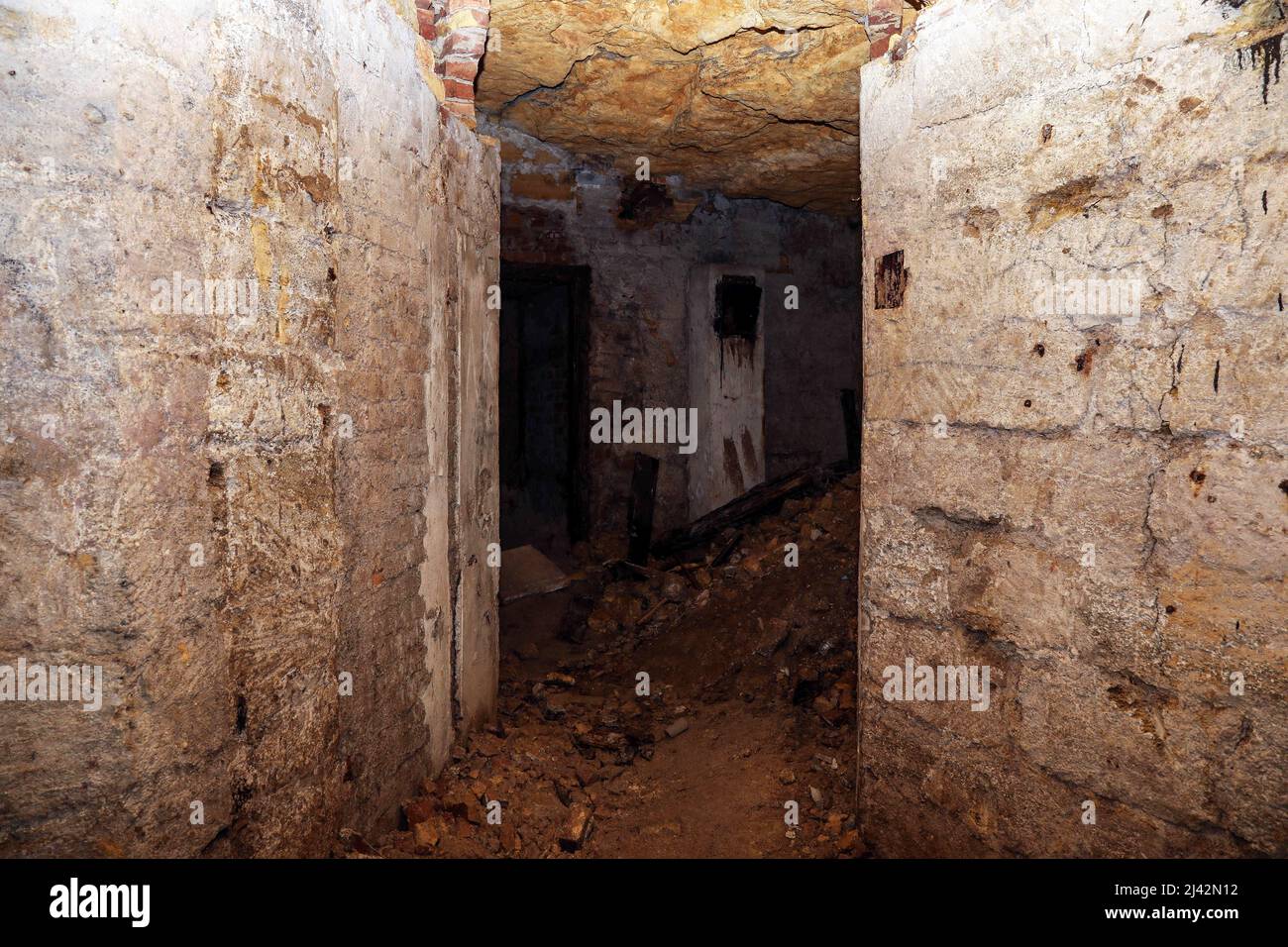 ODESA, UKRAINE - APRIL 09, 2022 - Tunnels of Odesa catacombs serve as a ...