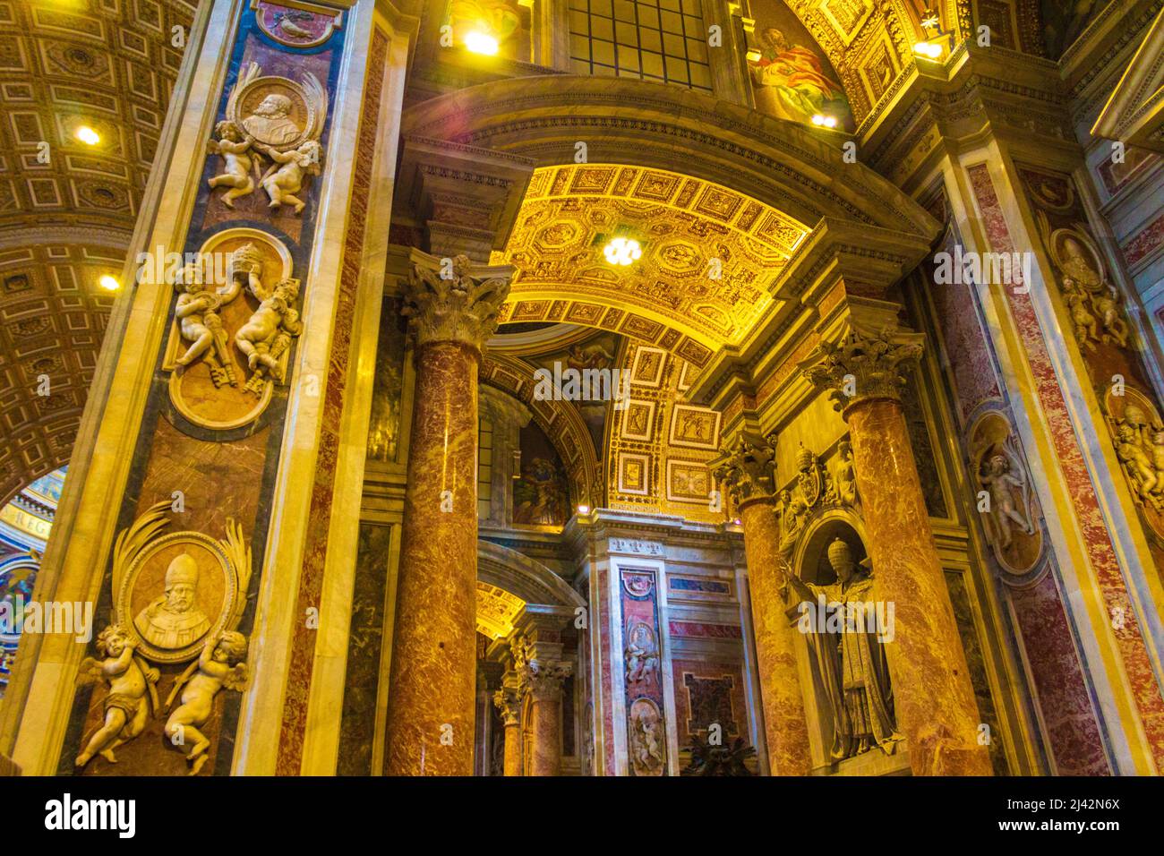 Lavish interior of the Papal Basilica of Saint Peter in the Vaticana ...