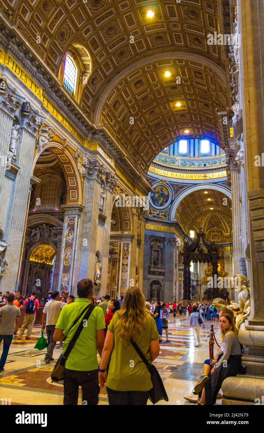 Lavish interior of the Papal Basilica of Saint Peter in the Vaticana ...