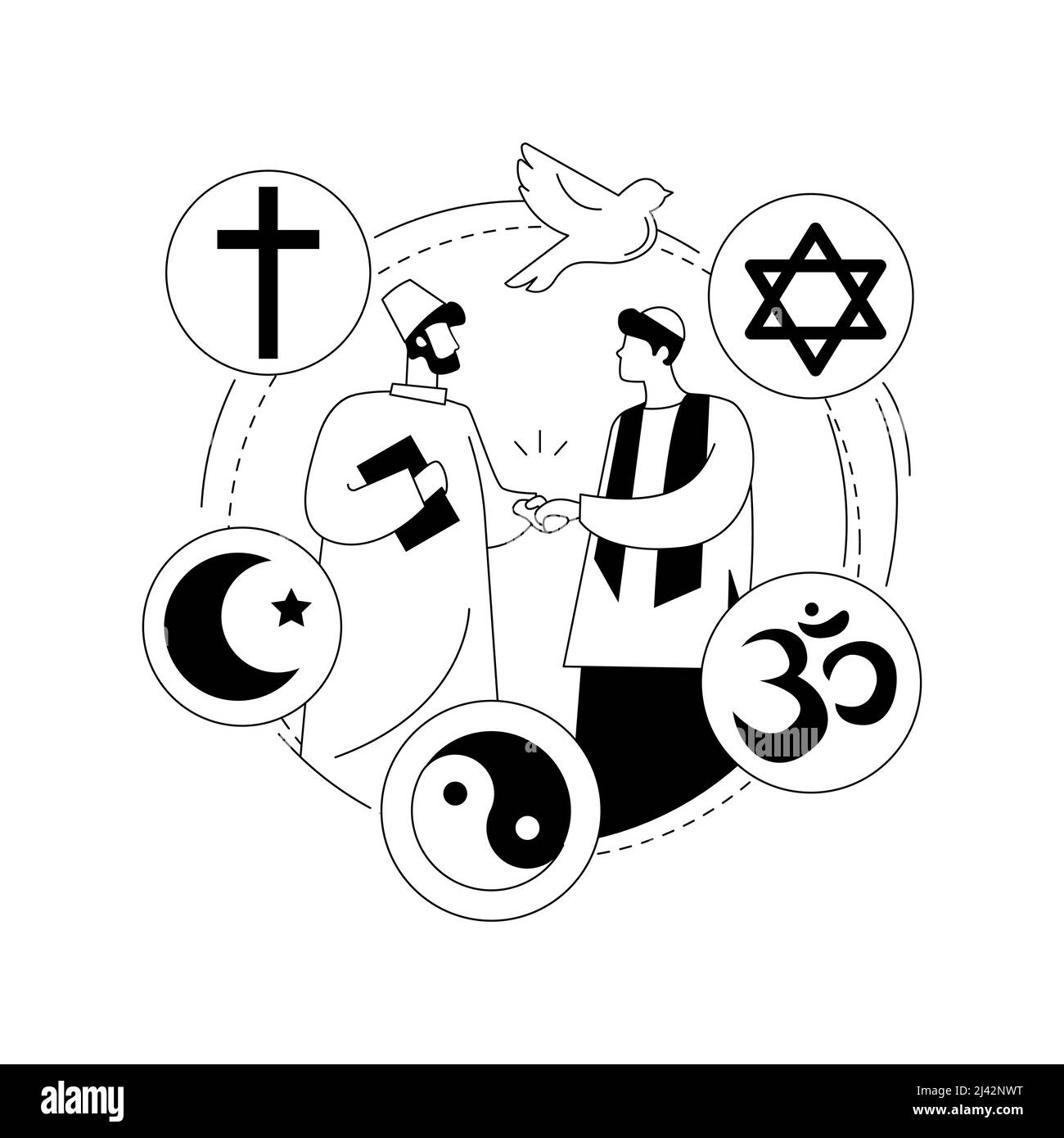 Interreligious dialogue abstract concept vector illustration. Different ...