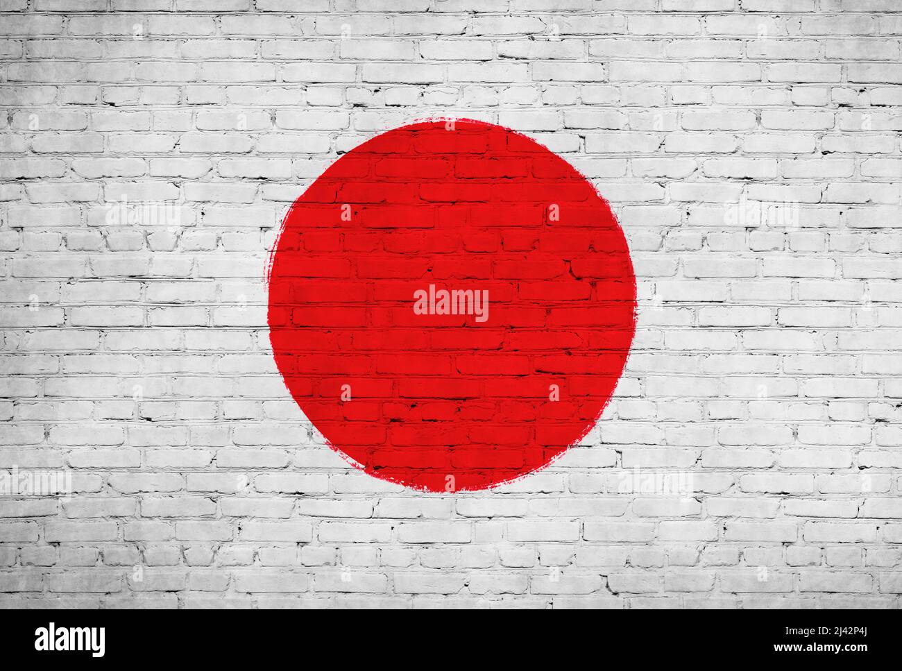 Japan flag painted on brick wall. National country flag background ...