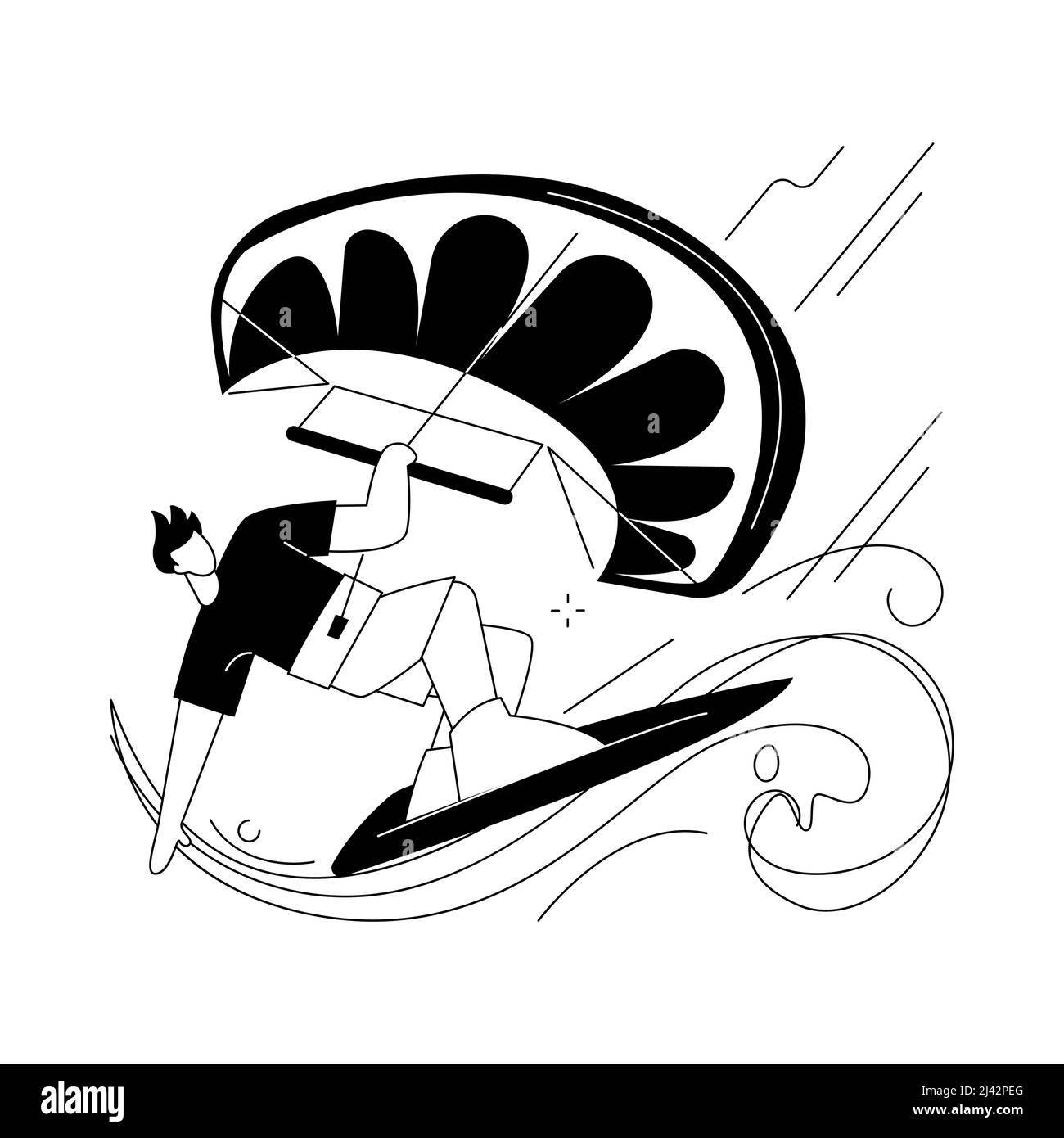 Kitesurfing extreme sport icon Black and White Stock Photos & Images ...