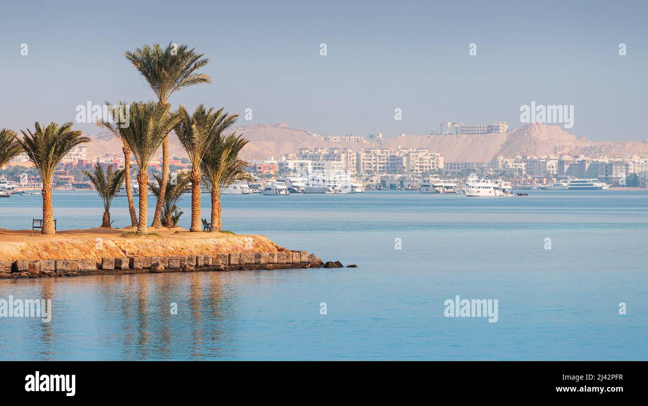 View of the Egyptian resort city of Hurghada. Scenic vacation places in ...