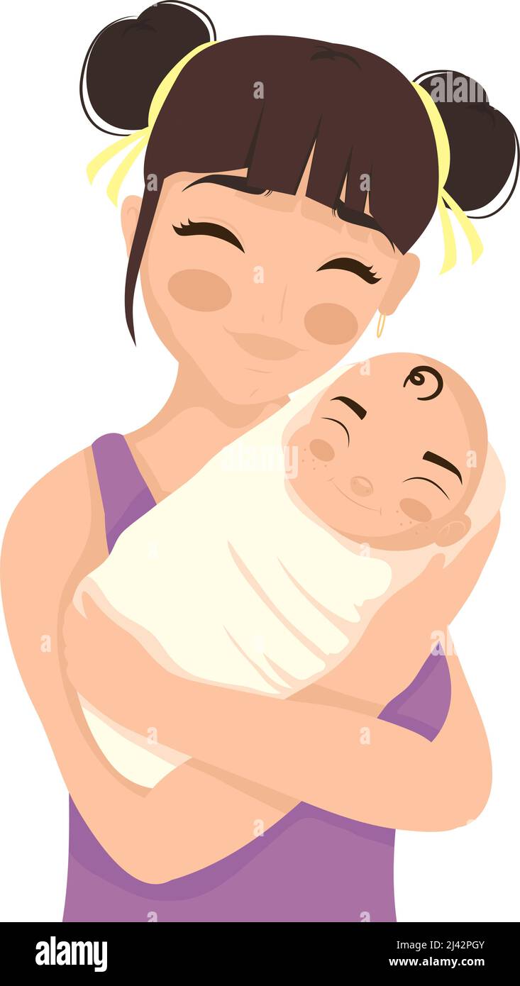 young mom hugging baby characters Stock Vector Image & Art - Alamy