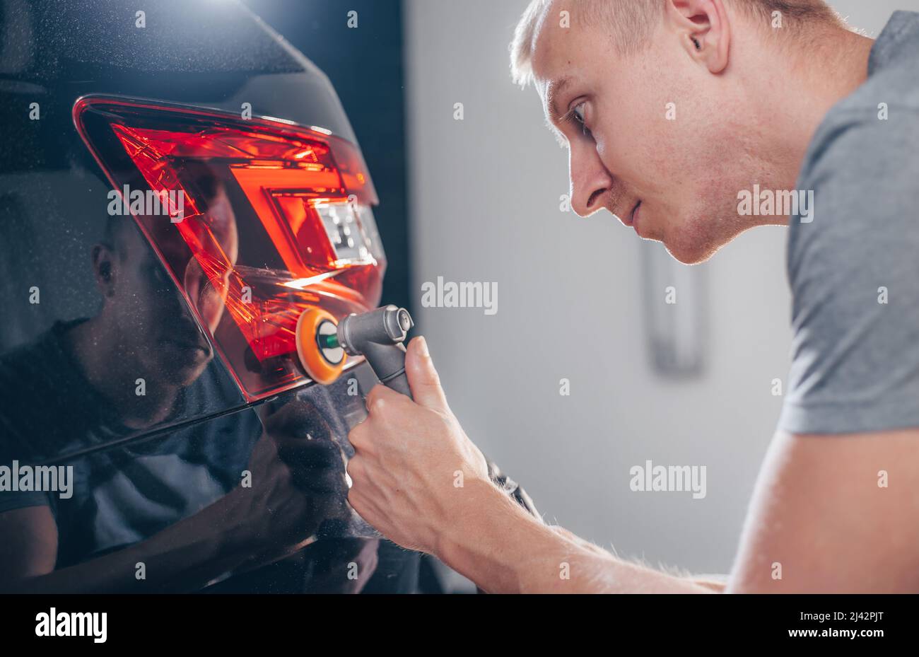 Car detailing, concept of details and polishing cars. hands of a ...