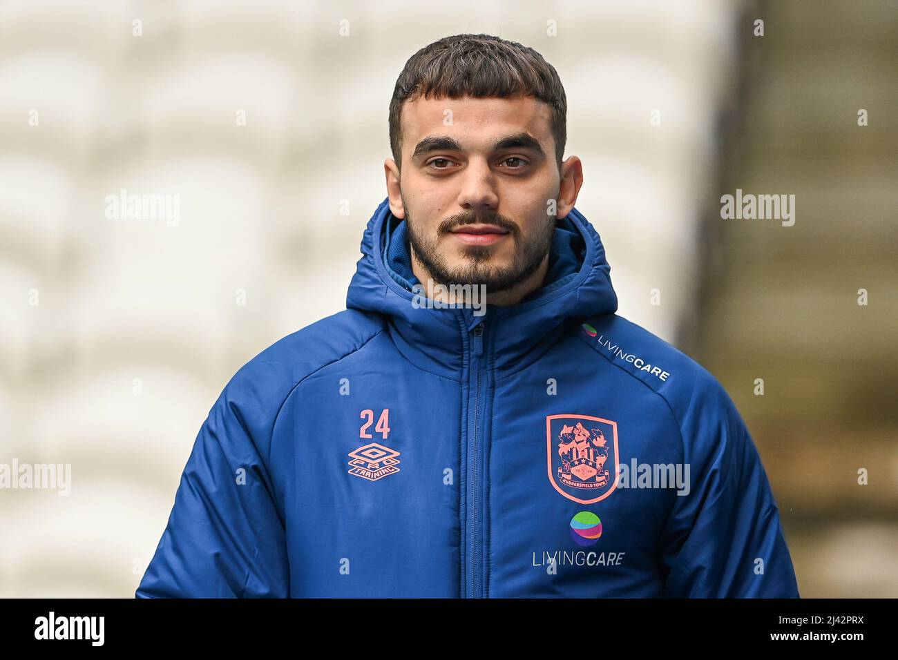Danel Sinani #24 of Huddersfield Town arrives at the John Smith's ...