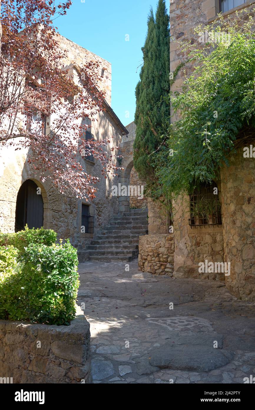 Medieval wall of peratallada hi-res stock photography and images - Alamy