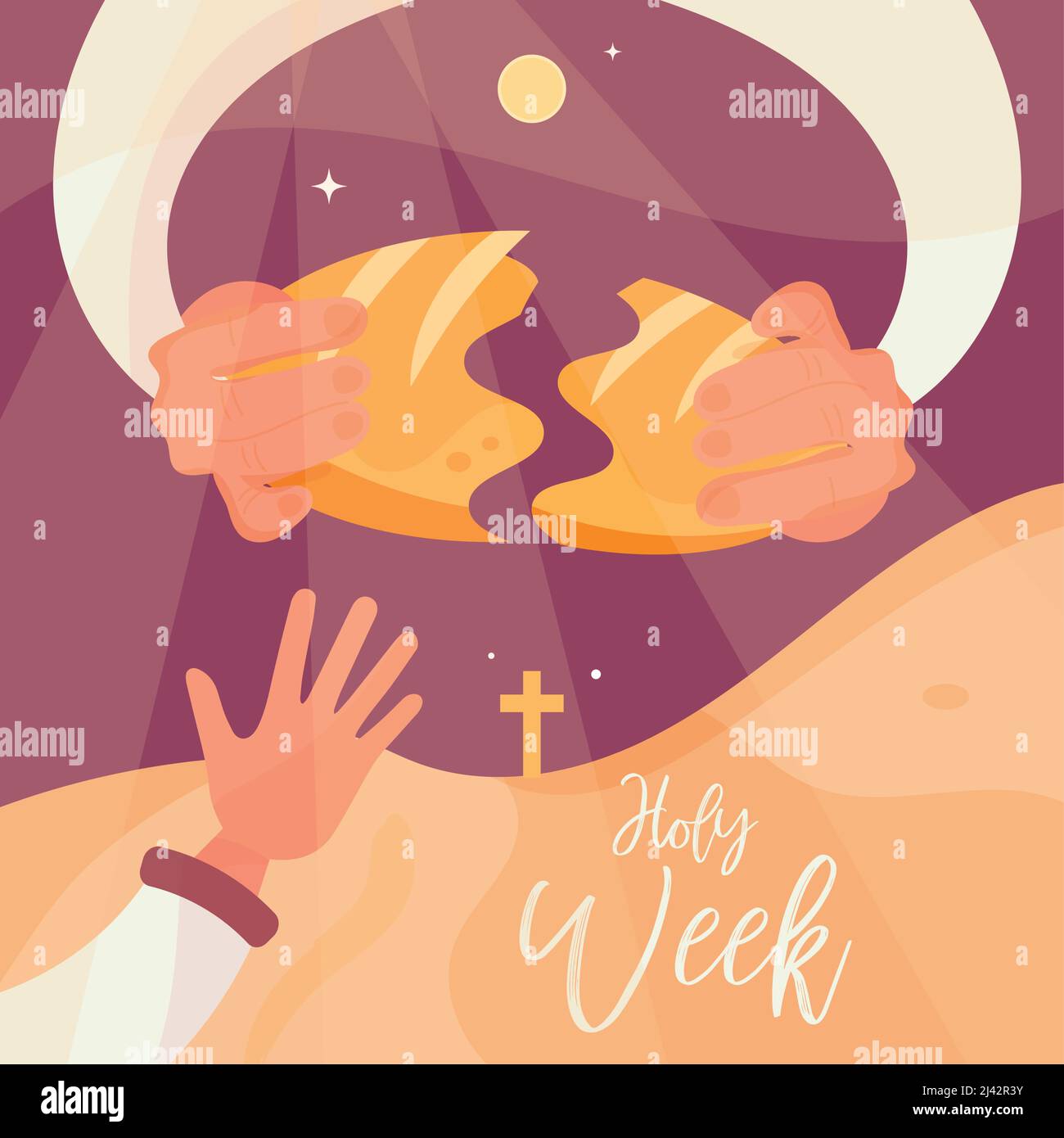 Symbolization of the breaking of bread Holy week Vector Stock Vector ...