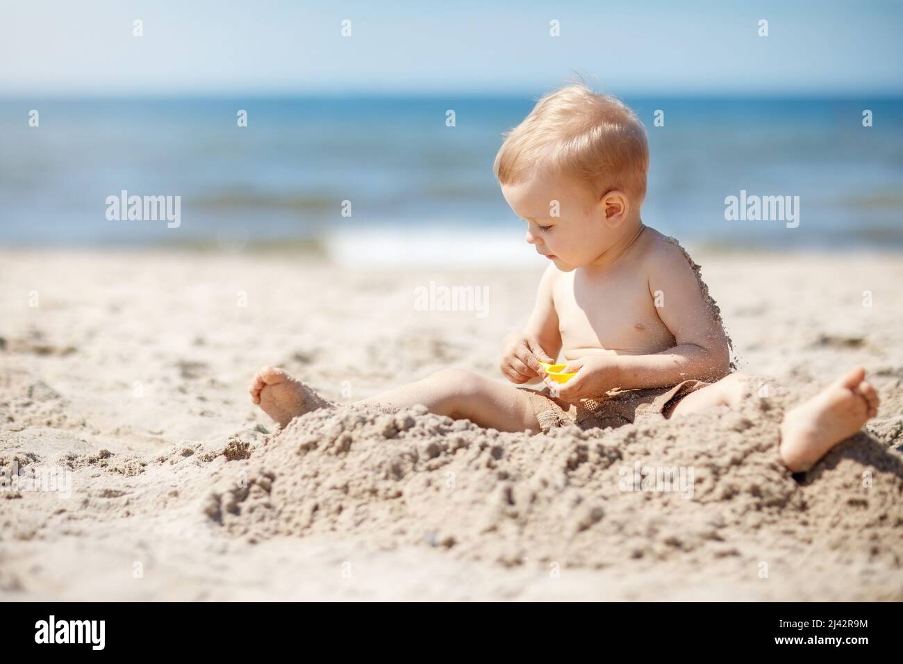 Kids digging at the beach hi-res stock photography and images - Alamy
