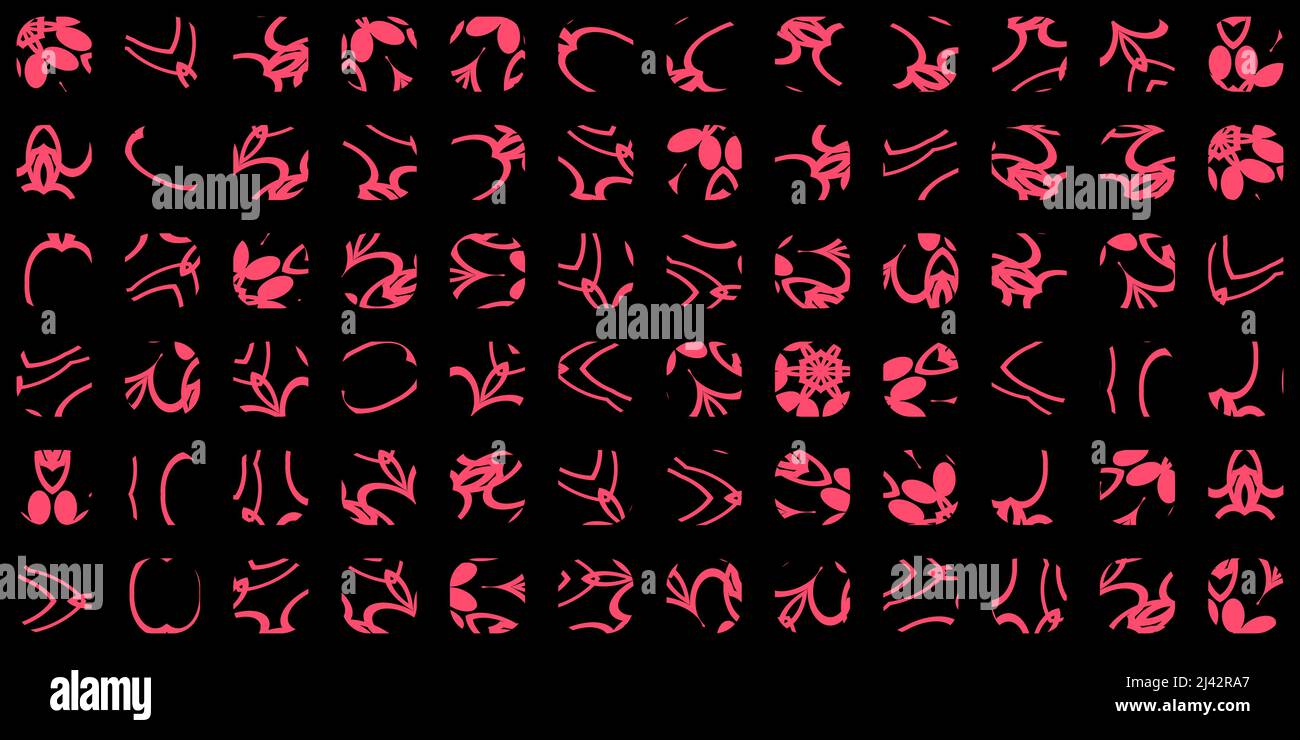 Computer generated alien hieroglyphs symbols isolated on black ...
