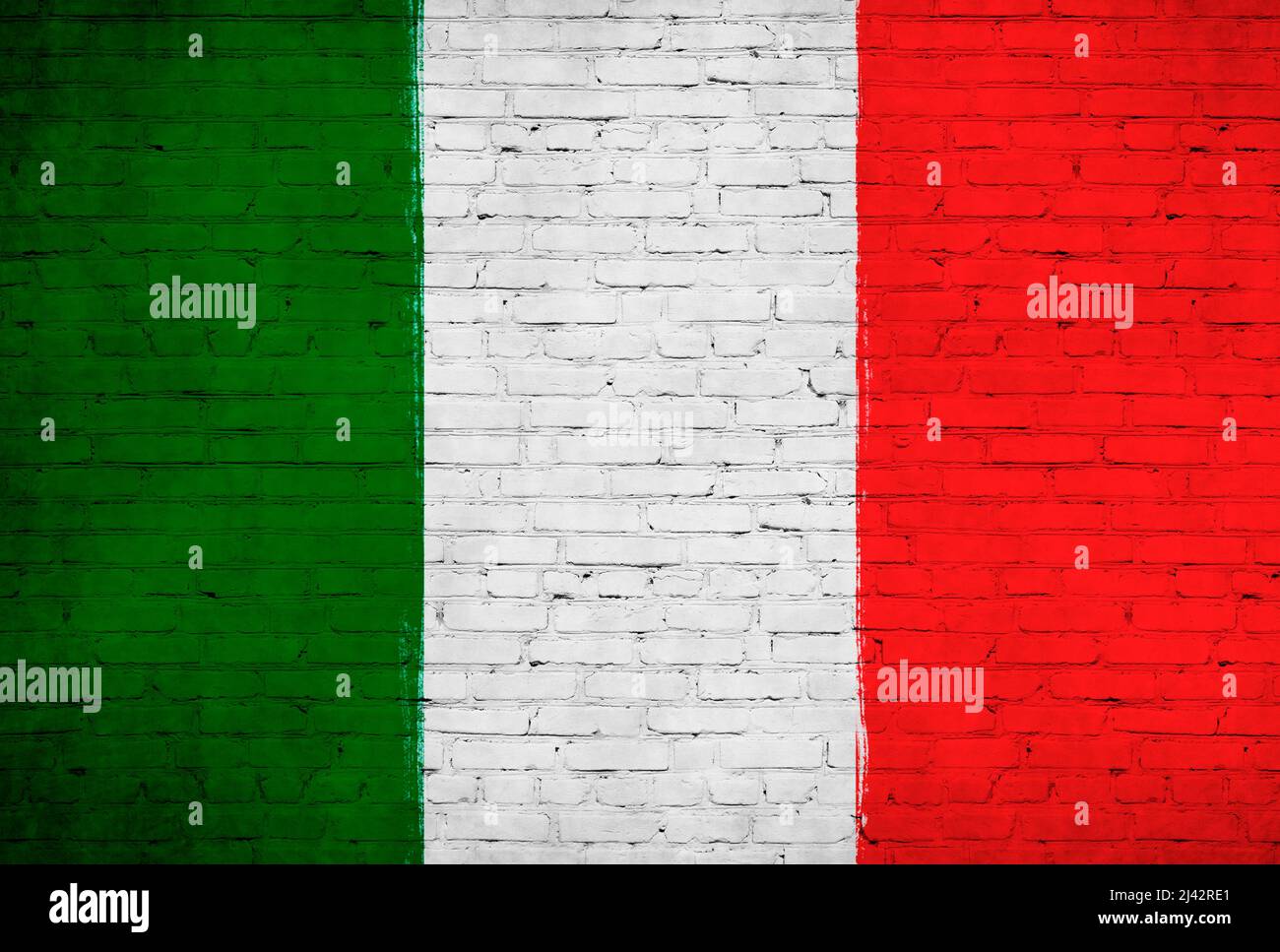 Italy flag painted on brick wall. National country flag background ...