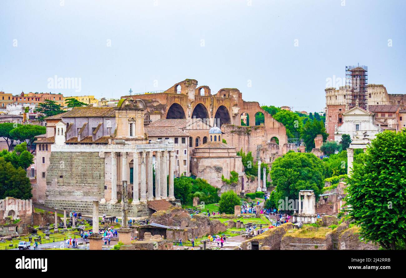 View of Roman Forum-Foro Romano-vast excavated area of Roman temples ...