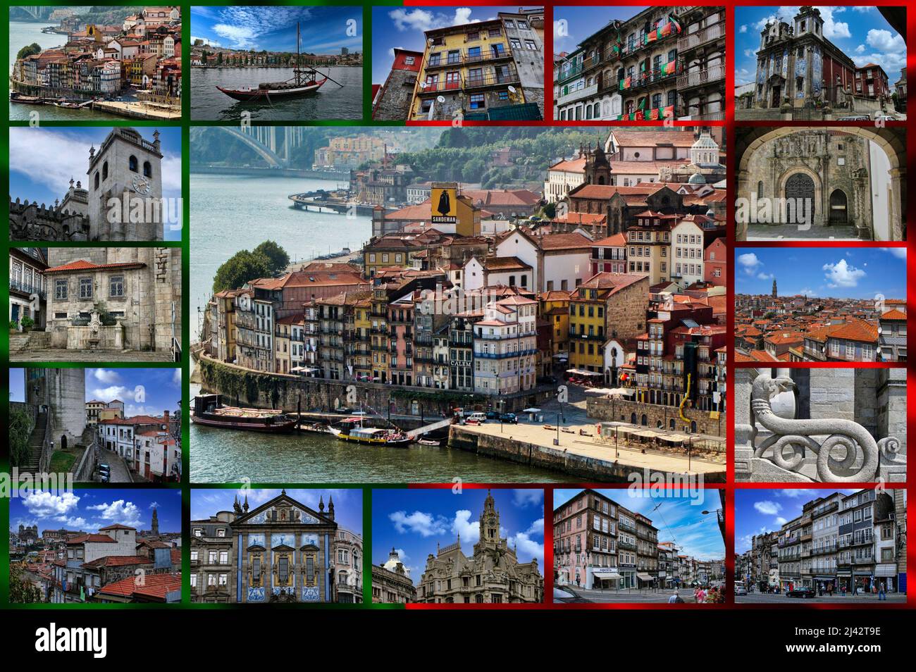 A photo collage depicting the beautiful city of Porto (Oporto) in ...