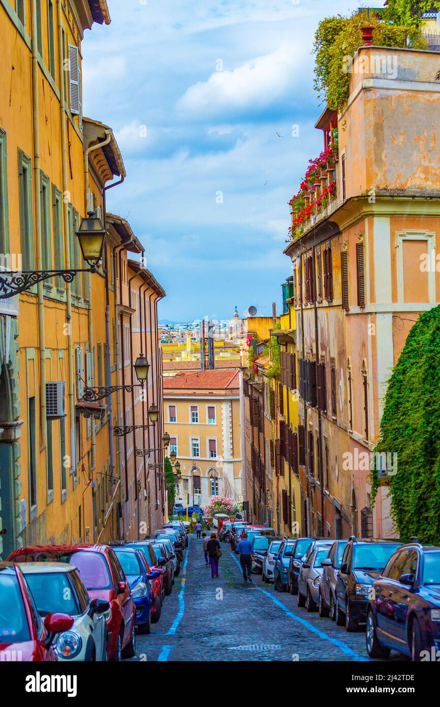 View of narrow street at historic Borgo rione,Rome,Flanked by Vatican ...