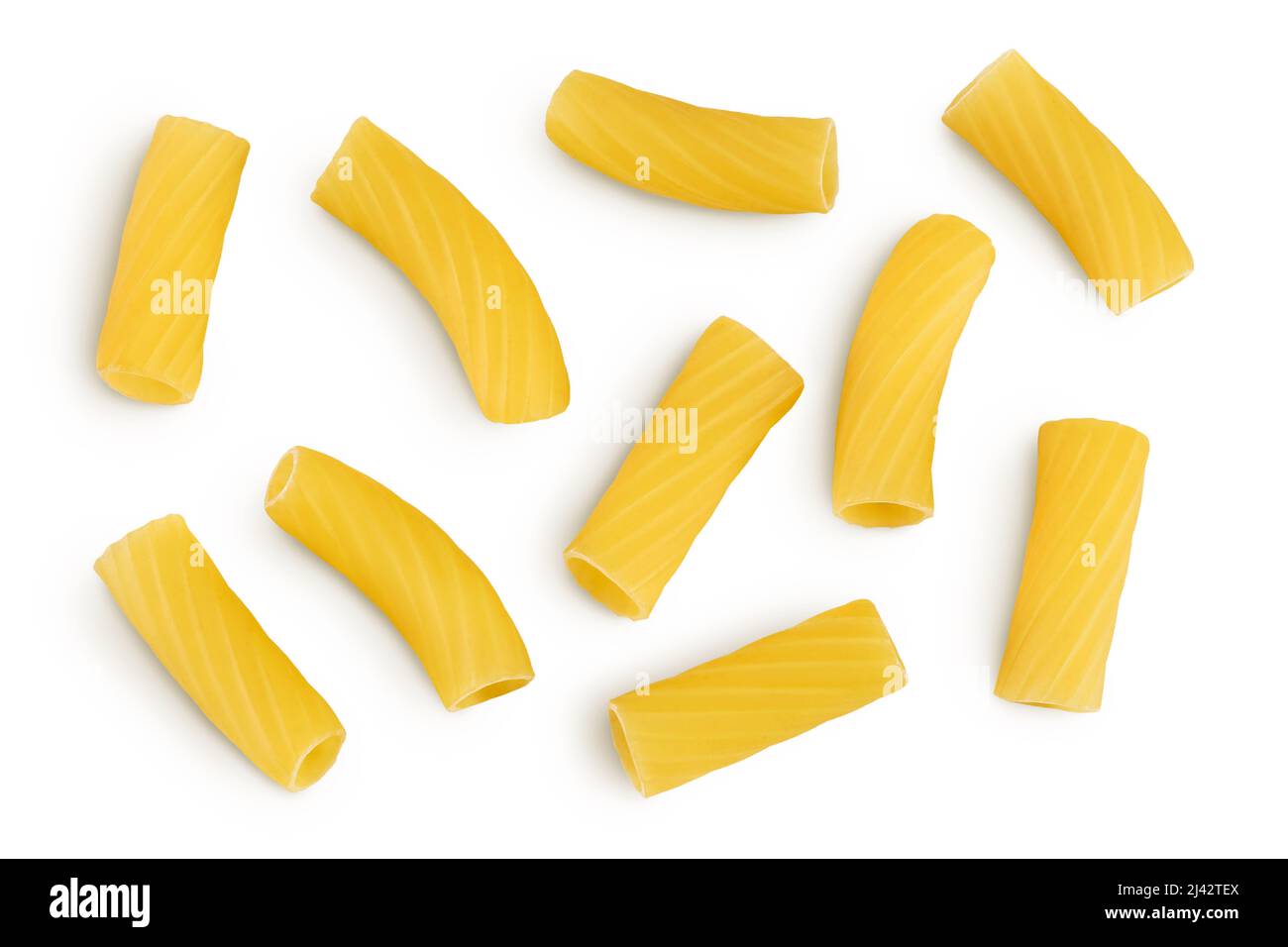 raw italian Rigatoni pasta isolated on white background with clipping ...