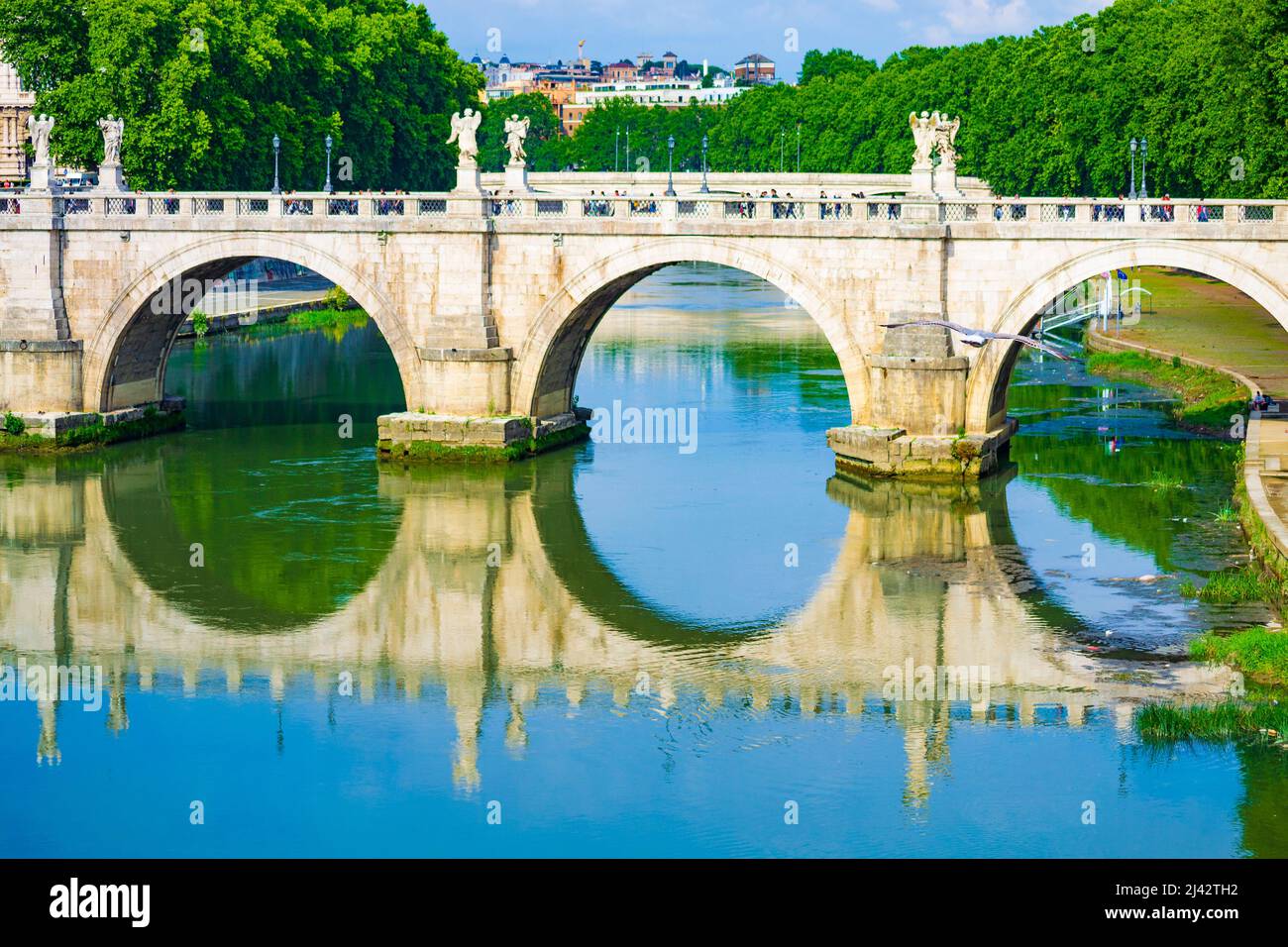 St. Angelo Bridge-Ponte Sant`Angelo-Pedestrian bridge, built in 134 A.D ...