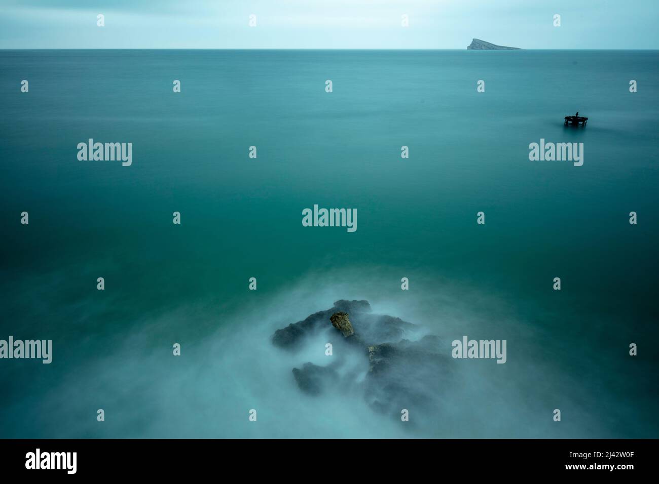 Slow exposure coastal art photography of Benidorm Island, L'illa de ...