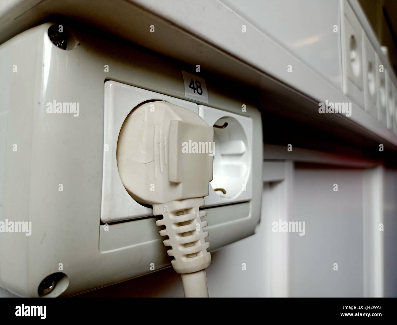 Socket, EU, 220 V, With Plugged In Plug Stock Photo - Alamy