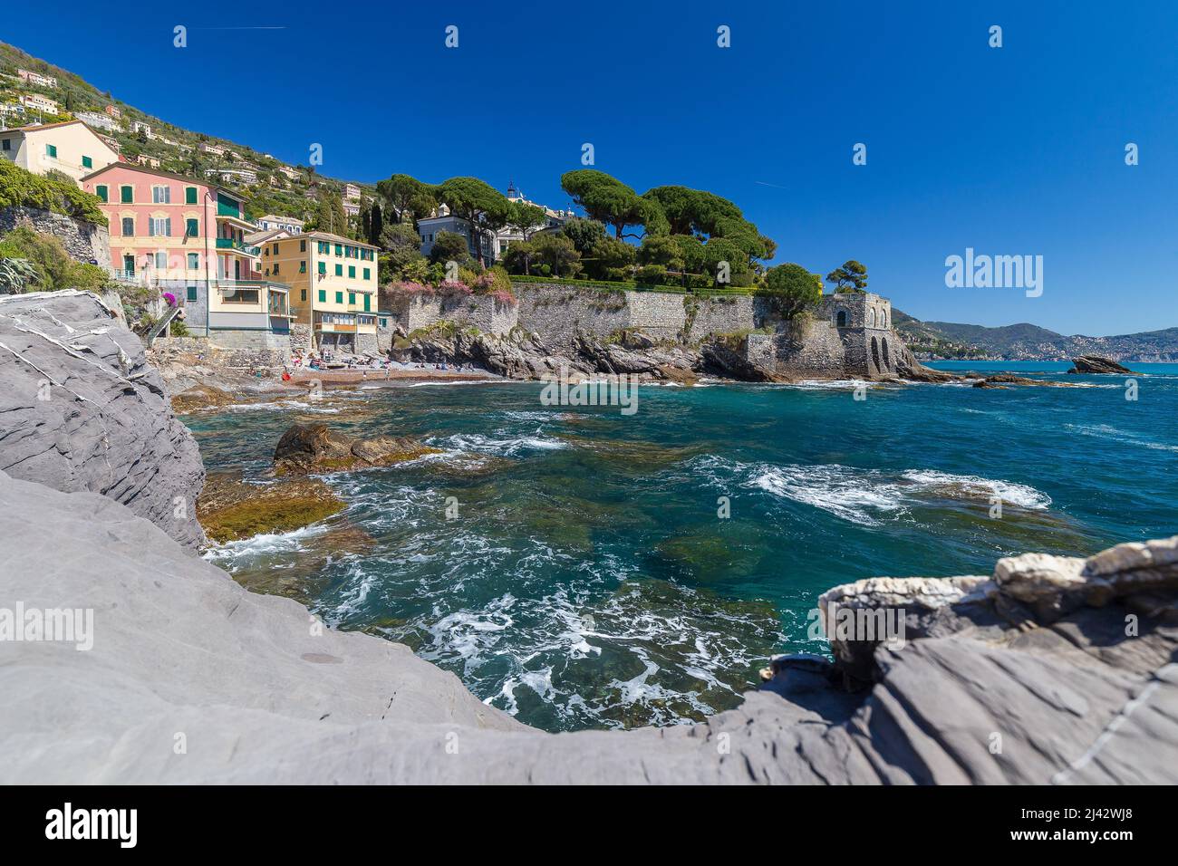 Nervi, Italy - April 10, 2022: seaside landscape on the Passeggiata di ...